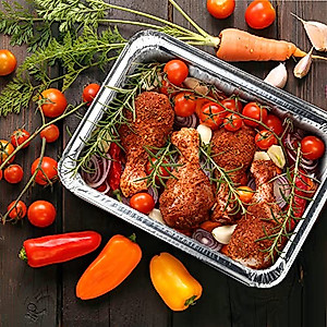 NYHI 9" x 13 ” Aluminum Foil Pans With Lids (10 Pack) | Durable Disposable Grill Drip Grease Tray | Half-Size Deep Steam Pan and Oven Buffet Trays | Food Containers for Catering, Baking, Roasting'