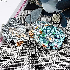 8 Pcs Diamond Painting Coasters, Flowers Diamond Art Car Coasters for Cup Holder, 2.8 Inches Flowers Diamond Art Coasters for Drinks, Small Diamond Painting Kits Supplies, DIY Crafts for Adults Kids