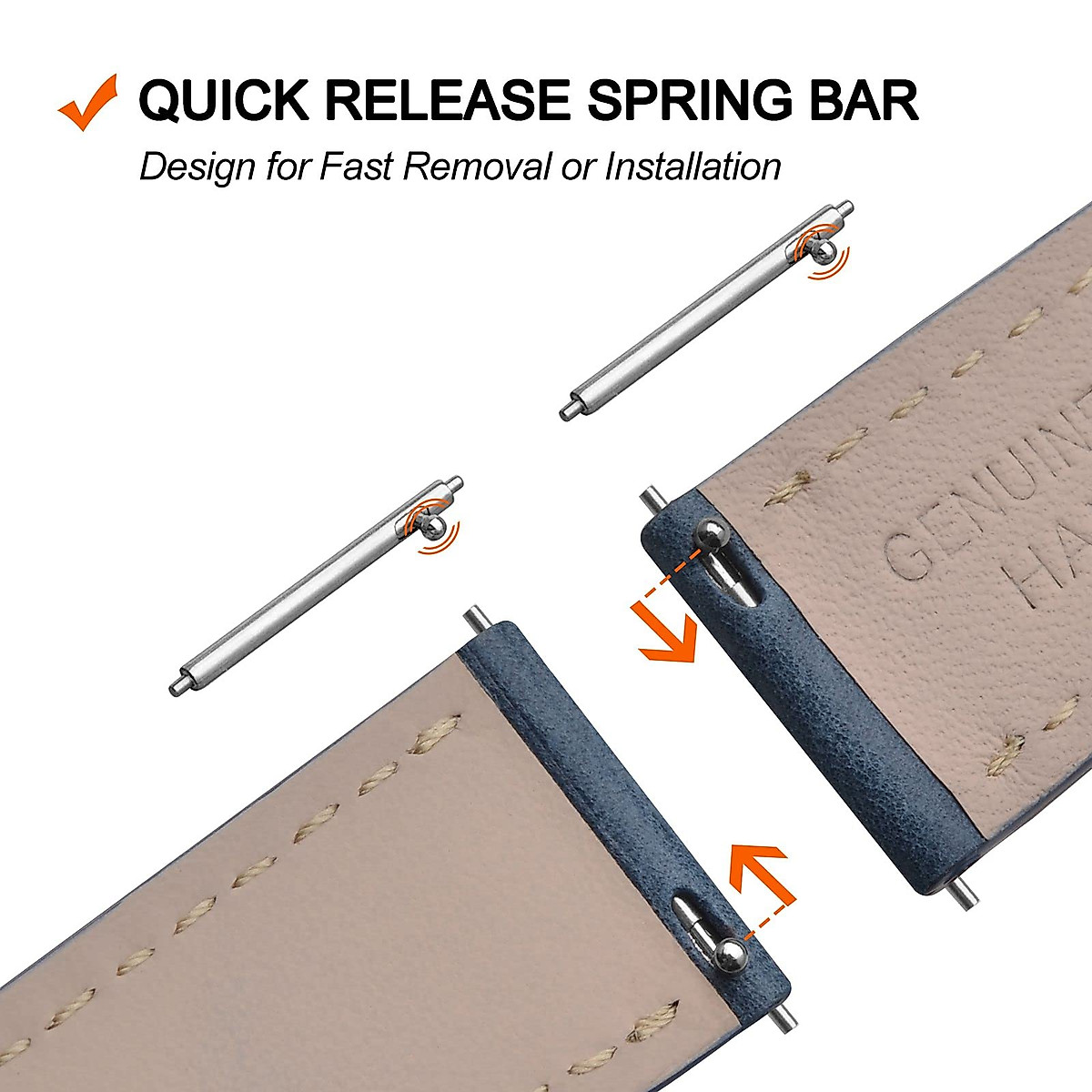 ANNEFIT Watch Band 17mm with Stainless Silver Buckle - Classic Oil Wax Leather Quick Release Watch Strap (Blue)