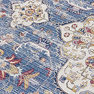 ReaLife Machine Washable Rug - Stain Resistant, Non-Shed - Eco-Friendly, Non-Slip, Family & Pet Friendly - Made from Premium Recycled Fibers - Persian Distressed - Light Blue, 5 'x 7'