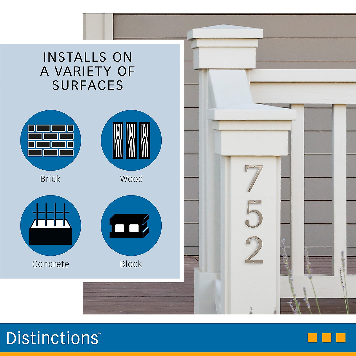 Distinctions by Hillman 843325 4-Inch Brushed Nickel Flush-Mount House Number 5, 1 Count (Pack of 1)