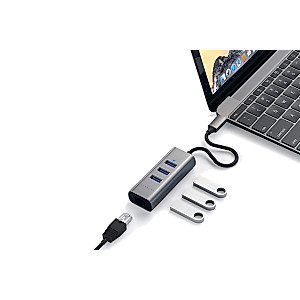 Satechi USB C Hub Adapter, USB C Adapter with 3 USB-A 3.0 Ports and Ethernet Port, for MacBook Pro/Air M1 M2 M3, Dell, HP, Surface, Lenovo, iPad, iPhone 15 - Space Gray