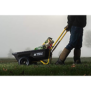 Gorilla Carts GCR-4 4 Cu. Ft, 300-pound Capacity, Poly Yard Cart, Black/Yellow