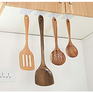 Adhesive Hooks - Transparent Reusable Utility Hooks Heavy Duty Wall Hooks 13lb(Max) Seamless Hooks Waterproof and Oil Proof for Kitchen Bathroom and Kitchen (50)