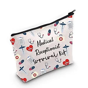 TSOTMO Medical Receptionist Gift Doctor Nurse Gift Healthcare Gift Medical Assistant Zipper Pouch Gift Medical Staff Gift Medical Appreciation Gift (Medical Recep)