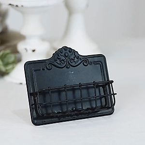 VIP Home & Garden MT2154 Vintage Style Business Card Holder, Antiqued, Dark Brown Finish, Metal