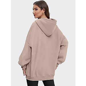 ATHMILE Fall Outfits for Women 2023 Hoodies Oversized Sweatshirt Sweaters Fleece Lined Plus Size Y2K Long Sleeve Tops Casual Fashion Coffee Grey