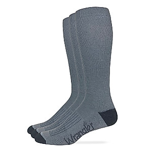 Wrangler Mens Ultra Dri Sorbtek Seamless Toe Tall Boot Socks 3 Pair Pack (Large, Grey)