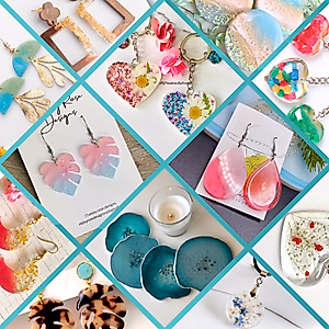 Teexpert Epoxy Resin Kit with Jewelry Keychain Coaster Earring Silicone Molds Resin Jewelry Making Kit Resin Kit with Molds Complete Set for Beginner Starter Adults for DIY Art Craft Casting