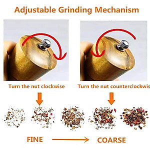 Wood Salt and Pepper Grinder Mill - Noryee Manual Wooden Salt Grinder Pepper Mill Shakers Refillable with Adjustable Coarseness Ceramic Rotor - 8.5 Inch (1 Pack)