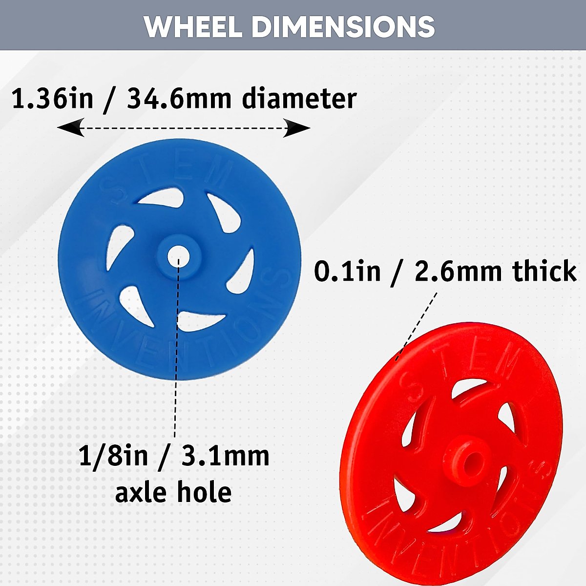 You Make Plastic Project Wheels with 1/8" Hole - Pack of 100 pcs - Designed for Science and Engineering Car Projects