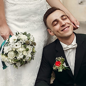 Waydress 10 Pairs Floral Boutonniere Magnets Small Corsage Fix Boutonniere Magnets Corsage Pins Brooches Flower Stick for Handmade Wedding Bride Groom Flower (Green)