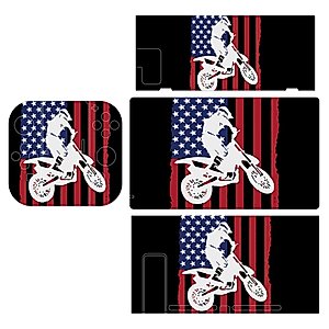 Dirt Bike Motocross Supercross USA Flag Switch Sticker Skin Cute Pattern Full Wrap Skin Protection for Switch