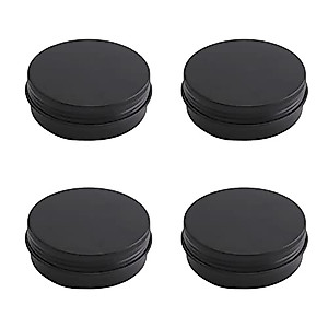 Othmro 6pcs 2oz Metal Round Tins Aluminum Tin Cans Containers with Screw Lid, 68 * 25mm(DxH) Black tin cans for Salve, Spices, Lip Balm, Tea or Candies 60ml