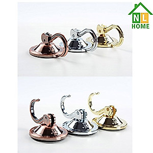 NL HOME Powerful Wreath Hangers for Window or Glass Door, 4-Pack Powerful Suction Cup Hooks Utility Hooks, Antique Gold