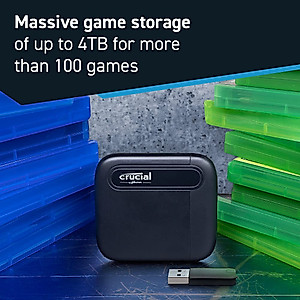 Crucial X6 2TB Portable SSD with USB-A adapter - Up to 800MB/s - PC and Mac - USB 3.2 External Solid State Drive - CT2000X6SSD9