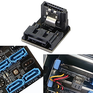 CERRXIAN 90 Degree SATA Adapter, Up Angle SATA 7Pin Male to Female Converter for Motherboard Desktops Computer SSD HDD(UP/Front)(2-Pack)