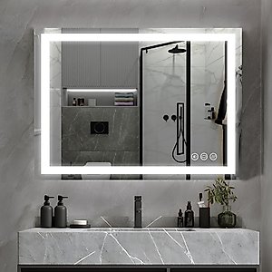 Butylux 32x24 inch LED Bathroom Mirror with Adjustable, Stepless Dimmable, Anti-Fog, Wall Mounted Lighted Bathroom Mirror with Smart Touch Button, Memory Function, 3000K-6000K (Horizontal/Vertical)