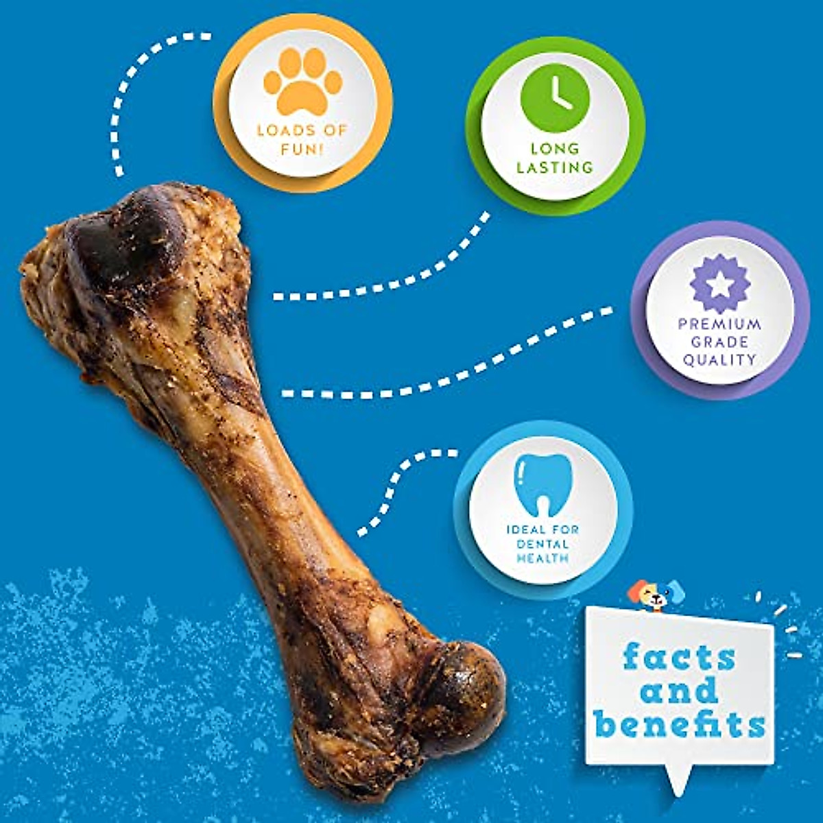 Jack&Pup Pork Femur Bones for Dogs Long Lasting | Gourmet Beef Dog Bones for Aggressive Chewers (4 Pack)