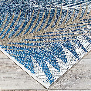 Couristan Monaco Tropical Palm Indoor/Outdoor Area Rug, 7'6" x 10'9", Ocean