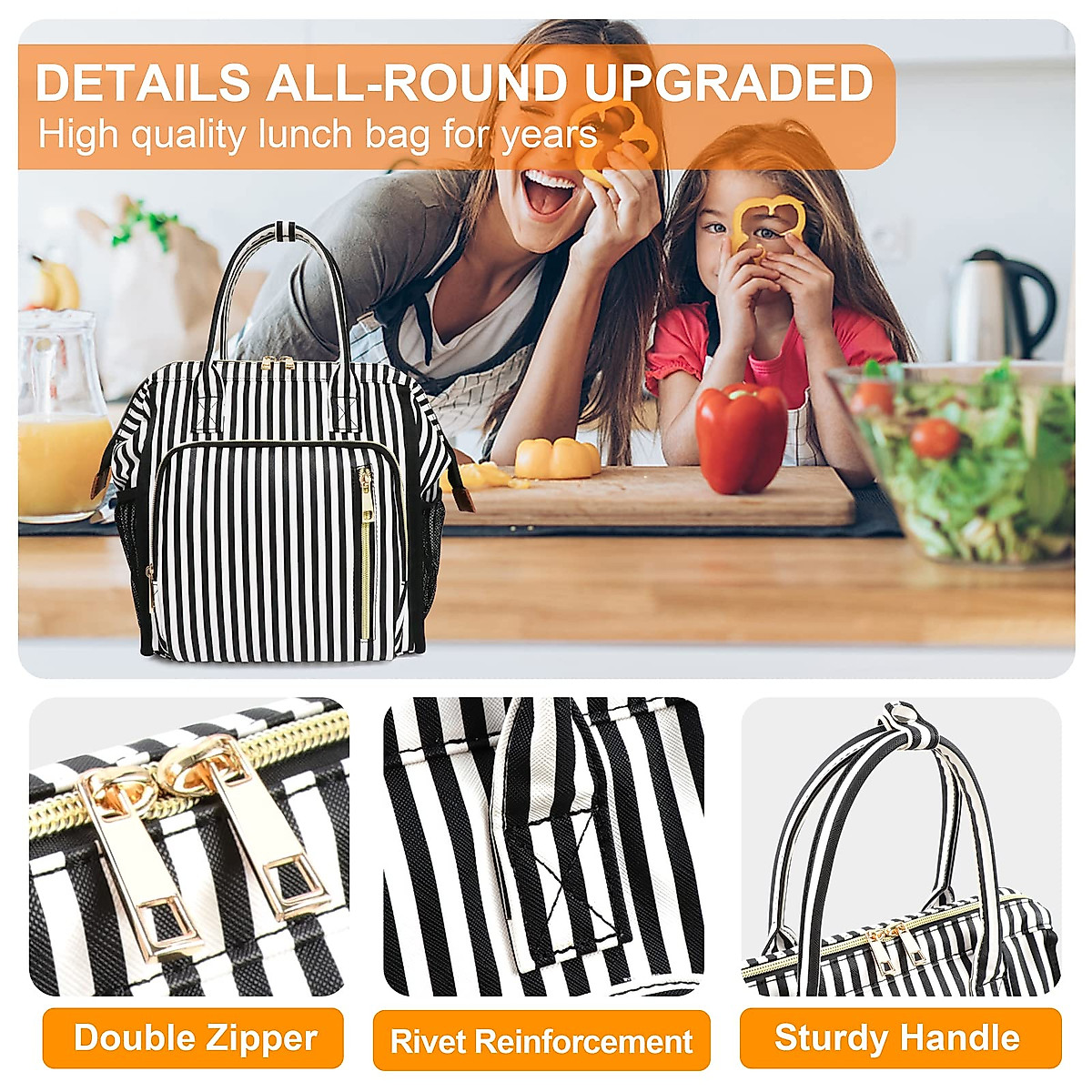 YESBAG Lunch Bag,Large Water-Resistant Leakproof Insulated Lunch Box Cooler Tote Bags for Work,Travel and Picnic,Women & Men