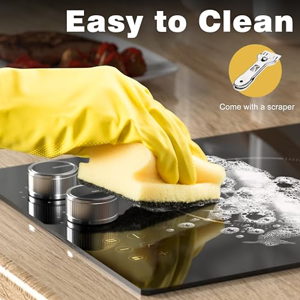 2 Bruner Electric Cooktop, Plug in Electric Cooktop 110v, 12 Inch Kitchen Electrics Stove Countertop & Built-In, Knob and Touch Control, 9 Power Levels, 2000w, Safety Lock, Pause, Timer, Karienvir