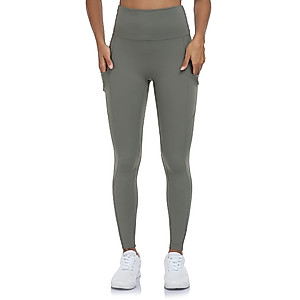 HERRLA High Waist Leggings for Women with Pocket,Crossover Gym Workout Yoga Pants Lounge Legging (Army Green,L)