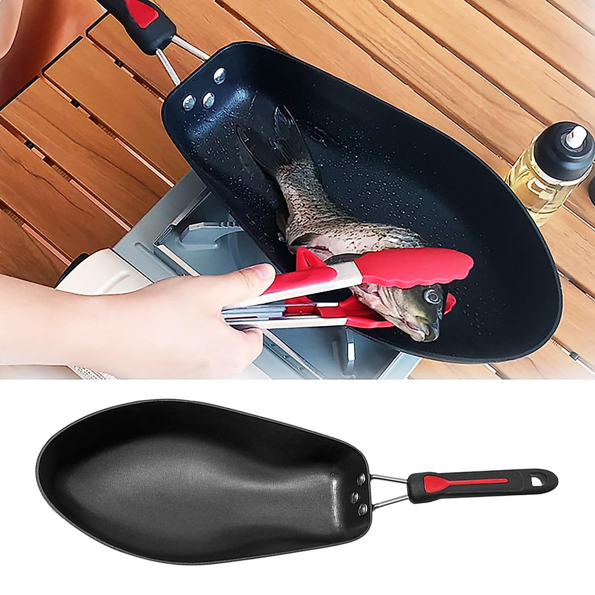 Axfbim Nonstick Frying Pan Set, 3D Fish Shape Non-Stick Pan, Carp Roasted Fish Grill Pan, Oil-saving non-breakable fish frying pan, for Cooking, Grilling, Frying