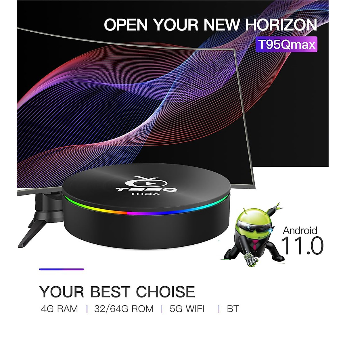 Android 9.0 TV Box T95Q Amlogic S905X3 with DDR3 4GB RAM 32GB ROM 4K Ultra HD H.265 Dual Band WiFi Bluetooth 4.0 Media Box 2.4/5Ghz WiFi 100M LAN