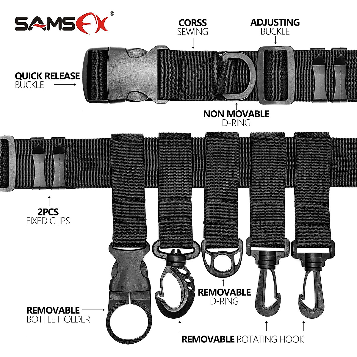 SAMSFX Fishing Waist Belt Rod Holder Wader Belt Wading Belts for Surf Casting Kayak Fishing Accessories Waders Straps