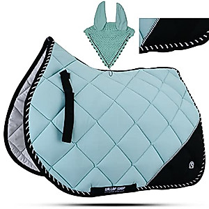 Numnah General Saddle Pads Jewel Trimming Amara Palm Free Ear (Ship from USA) (Cob, Grey)