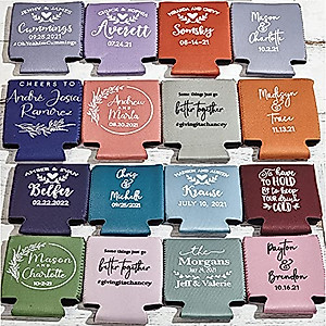 Customized Wedding Can Coolers Personalized Wedding Favors Monogram Can Holders (Custom – Assorted, 100 can Cooler)