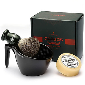 Anbbas Badger Hair Shaving Brush with 100G Shaving Soap Bar and Upgrade Lathering Way-POP Mug A5 Melamine,Foaming Set for Men Wet Shave,Women Girls Hair Removal