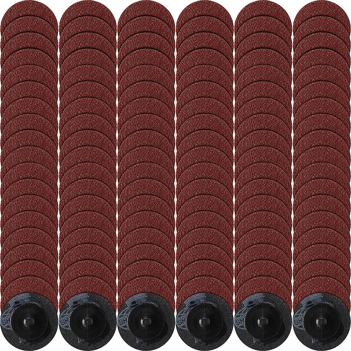 150 Pieces Roll Lock Sanding Discs Set 2 Inch Die Grinder Disc Surface Conditioning Disc Mini Aluminum Oxide Coated Disc for Surface Prep Polish Burr Finish Rust Paint Removal Red (60 Grit)