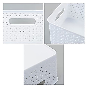 Vababa 4 Pack Plastic Woven Storage Basket, White