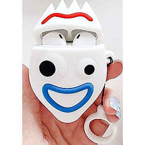 Forky AirPod Case Protective Cover Soft Silicone Shockproof for Apple AirPods 2 & 1, Toy Story 4 Forky Bag Pendant Decor Keychain Airpods Case (Happy Forky)