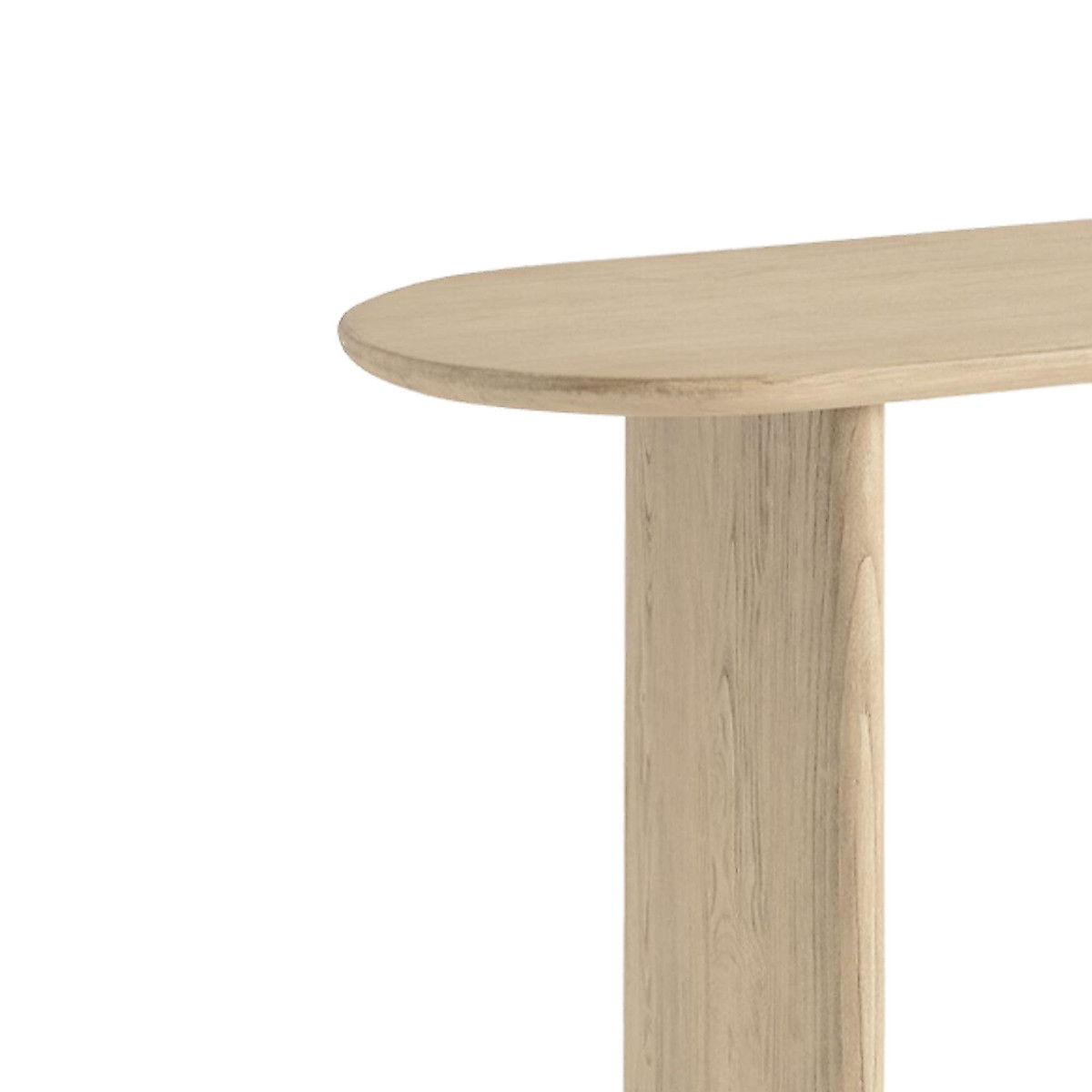 Oval Brushed Wood Console Table for Hallway, Behind The Couch, Oval Mid-Century Modern Wood Coffee Table, Mid-Century Wood Console Table for Living Room Bedroom Hallway