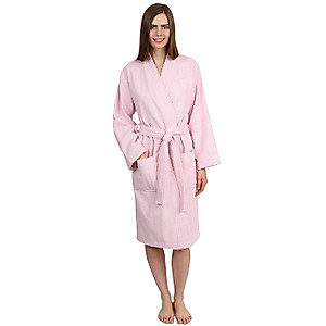 TowelSelections Womens Robe, Kimono Bathrobe for Women, 100% Cotton Knee Length Terry Cloth Robes for Women X-Large/XX-Large Ice Pink