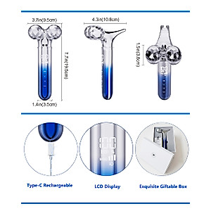 Microcurrent Face Massager Roller, 5D Microcurrent Facial Device Facial Massager Beauty Skin Care Tool for Face Eye Neck, Gift for Women