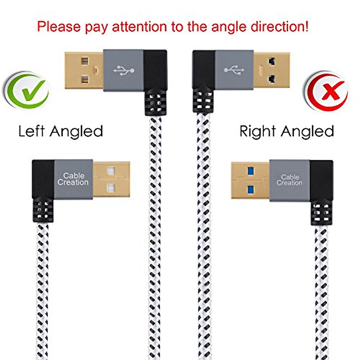 CableCreation Short USB 3.0 Extension Cable 1FT, Left Angle USB 3.0 Male to Female Extender Cord, 90 Degree USB 3.0 for VR, Playstation, Xbox, Keyboard, Space Gray 0.3m