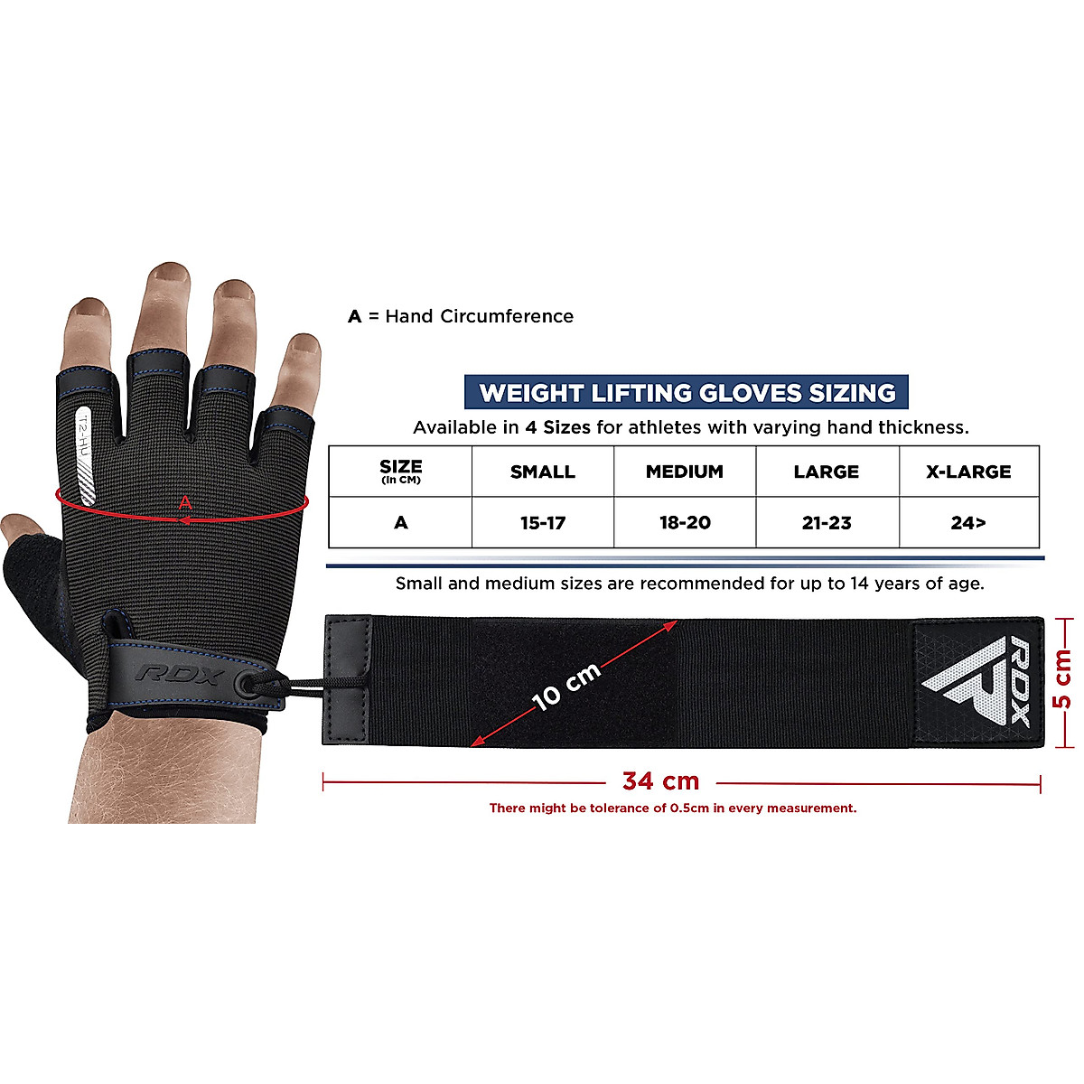 RDX Weight Lifting Gloves, Additional Stretchable Long Wrist Support, Full Palm Grip, Men Women Fitness HIIT Workout, Bodybuilding Powerlifting Strength Training Cycling Exercise Home Gym Equipment