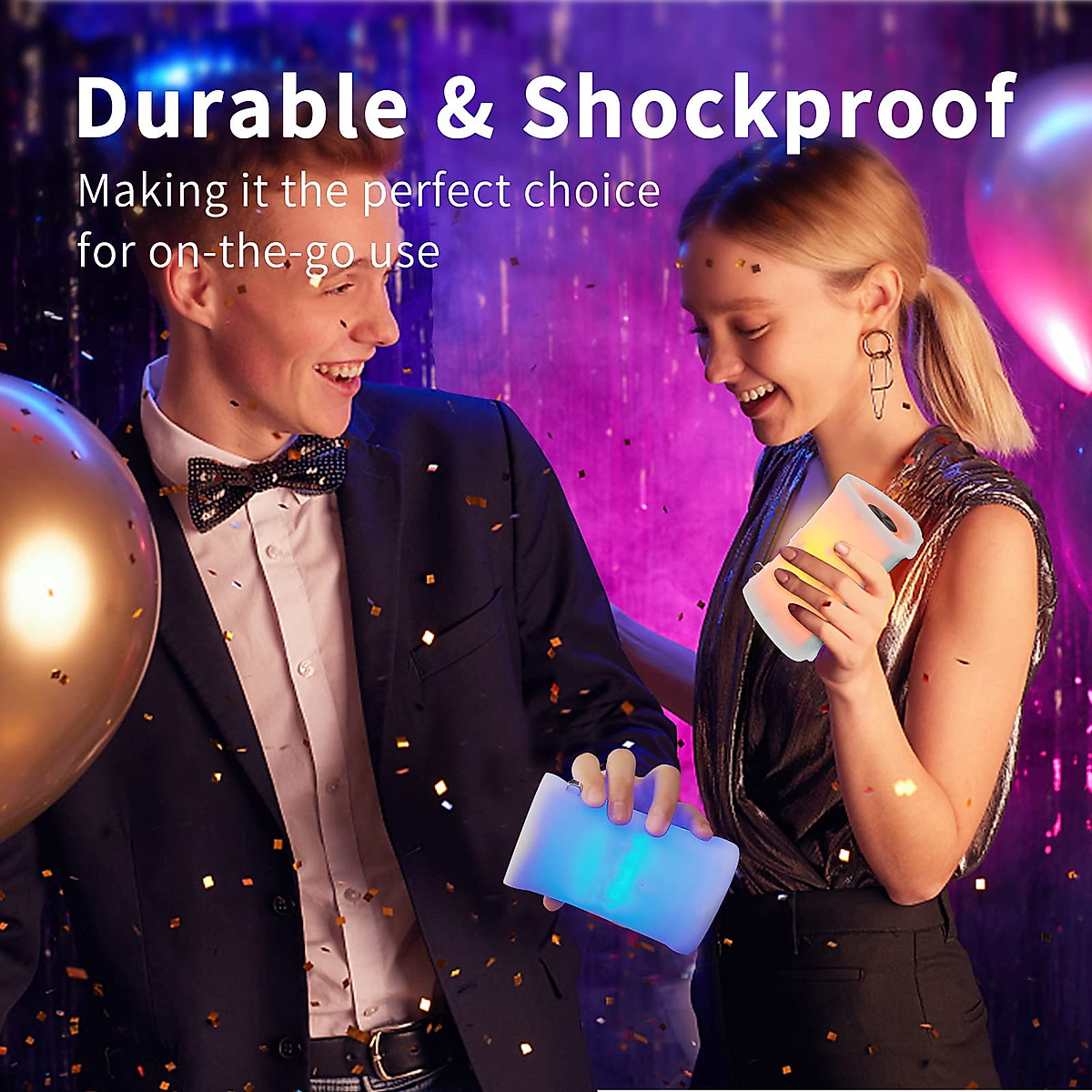 EBODA Shower Speaker Bluetooth Waterproof, IPX7 Waterproof Portable Wireless Speakers with RGB Light, 2000mAh for Travel, Party, Beach, Camping, Kayaking, Gifts for Women, Kids, Men, Teen