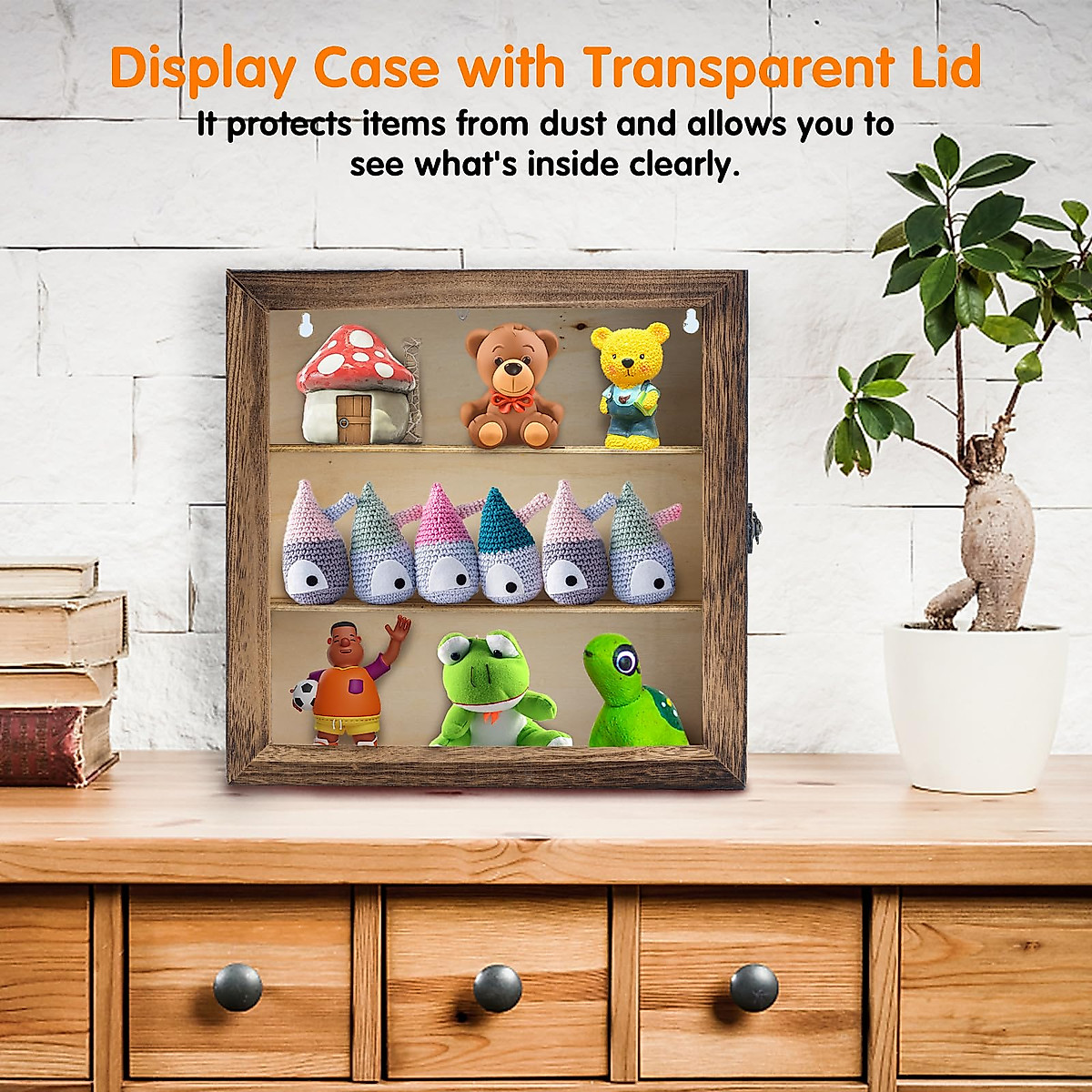 Wedding Gift Shadow Box Kit, 11” x 11” and 6” x 6” Wooden Shadow Boxes, Desktop Display Case with Transparent Lid, Wall Hanging Shadow Box Frame, Memory Box for Photos, Figurines, Jewelry, Tickets