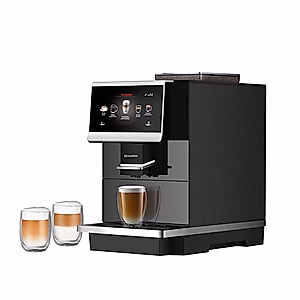 DR.COFFEE C12 Fully Automatic Coffee Machine, Espresso Machine With Ceramic Flat Burrs, 9 Grind Size Options, 7” HD Large Touchscreen, 4 Water Tank for Office Use, Pitch-black