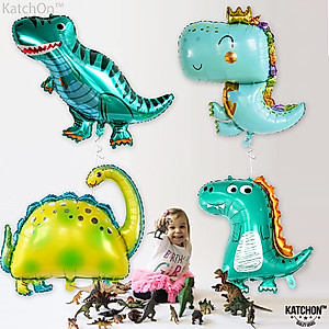 KatchOn, Huge Dinosaur Balloon Set - 38 Inch, Pack of 4 | Dino Balloons for Baby Dinosaur Party Decorations | Dinosaur foil Balloons for Dinosaur Baby Shower Decorations | Dinosaur Birthday Balloons