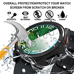 Suoman 4+4 Pack for Samsung Galaxy Watch 6 Classic 47mm Case,Privacy and HD Screen Protector Combination,All-Round PC Matte Protective Cover Bumper -Black