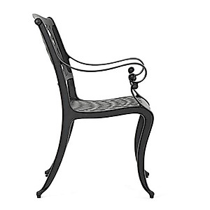 Christopher Knight Home Cayman Outdoor 6-Seater Cast Aluminum Dining Set, 7-Pcs Set, Black Sand