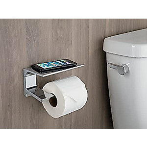 Delta Faucet 79956 Pivotal Wall Mounted Single Post Toilet Paper Holder with Shelf in Polished Chrome, Bath Accessories