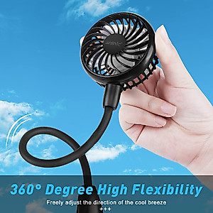 5000mAh Neck Fans Portable Rechargeable Prime, Battery Operated Neck Fan for Women, Lasts 26 Hours, Fast Charge, 6 Speeds Hand Free Fan, Personal Cooling Fan, Wearable Fan for Sports Travel Camping