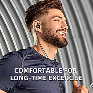 JAAMIRA Sports Wired Earbuds in-Ear Earphones with Microphone &Volume Control -Bass &Noise Isolation Over Ear Headphones with 3.5mm Jack -for Android Phone iPhone Computer Gaming Workout IPX4 Black